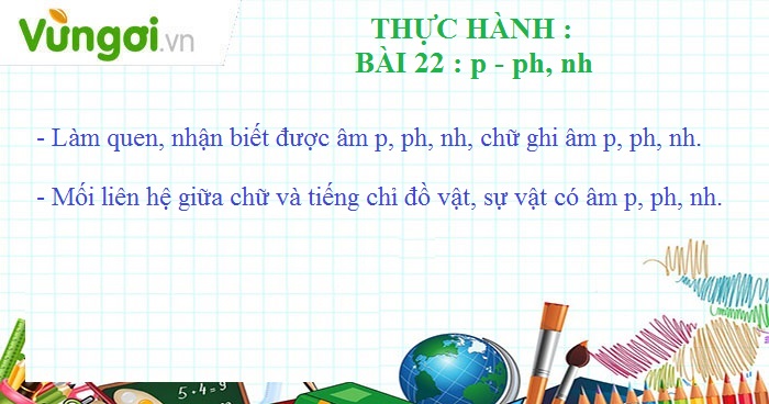 Bài tập thực hành bài 22 : p - ph, nh tiếng việt 1 có lời giải